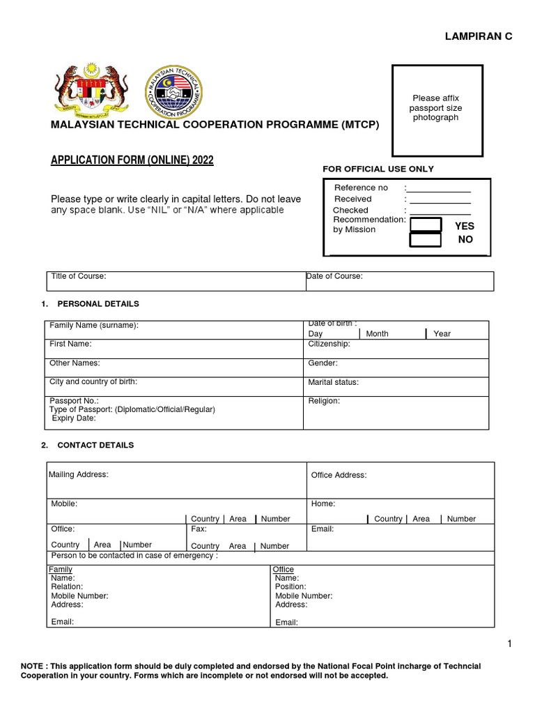 MTCP 2022 - Application Form | PDF | Indemnity | Government