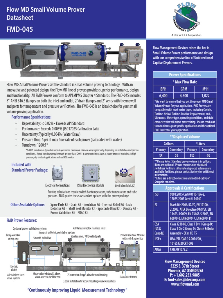 Small Volume Prover Data Sheet FMD 045 1.7!09!21 | PDF | Flow ...