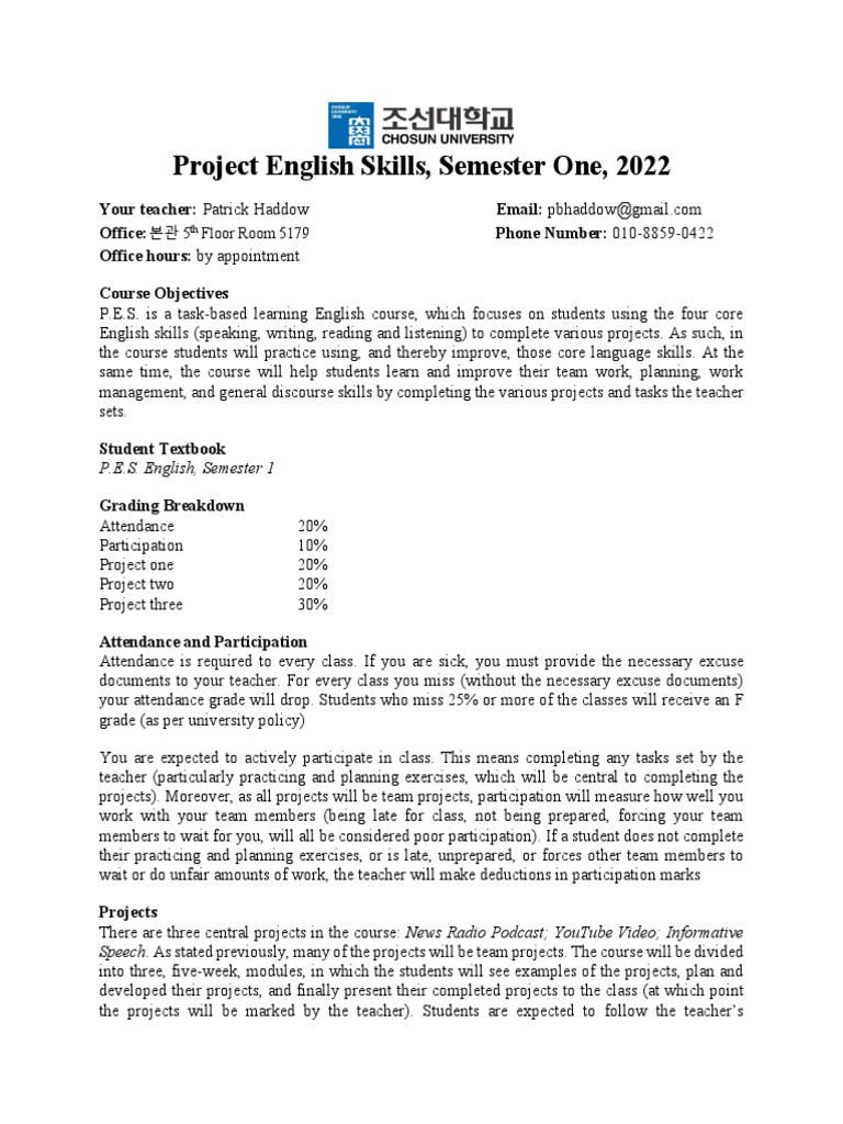 P.E.S. English Syllabus | PDF | Teachers | Learning