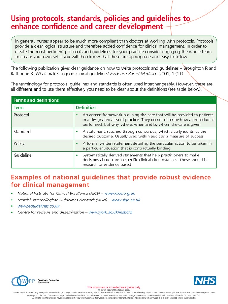 NHS Using Protocols, Standards, Policies and Guidelines | PDF ...
