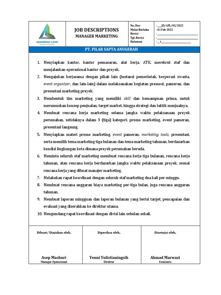 Job Descriptions. | PDF | Hukum