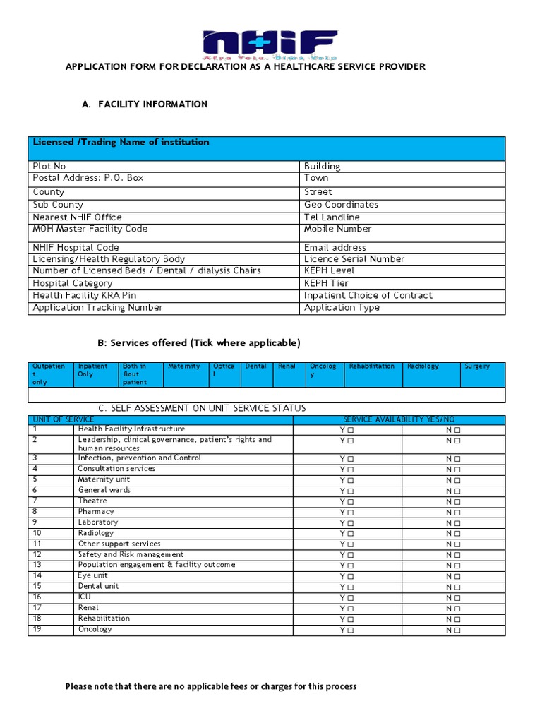 Application Form For Declaration As A Healthcare Service Provider | PDF ...