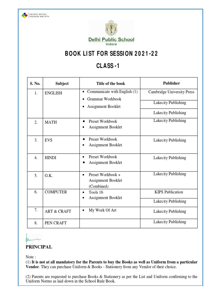 Class 1-8 Book List 2021-22 | PDF | Textbook | Books