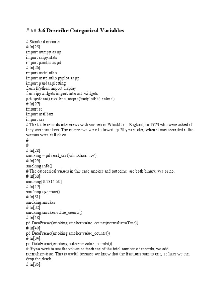 3.6 Describe Categorical Variables | PDF | Computer Programming | Computing