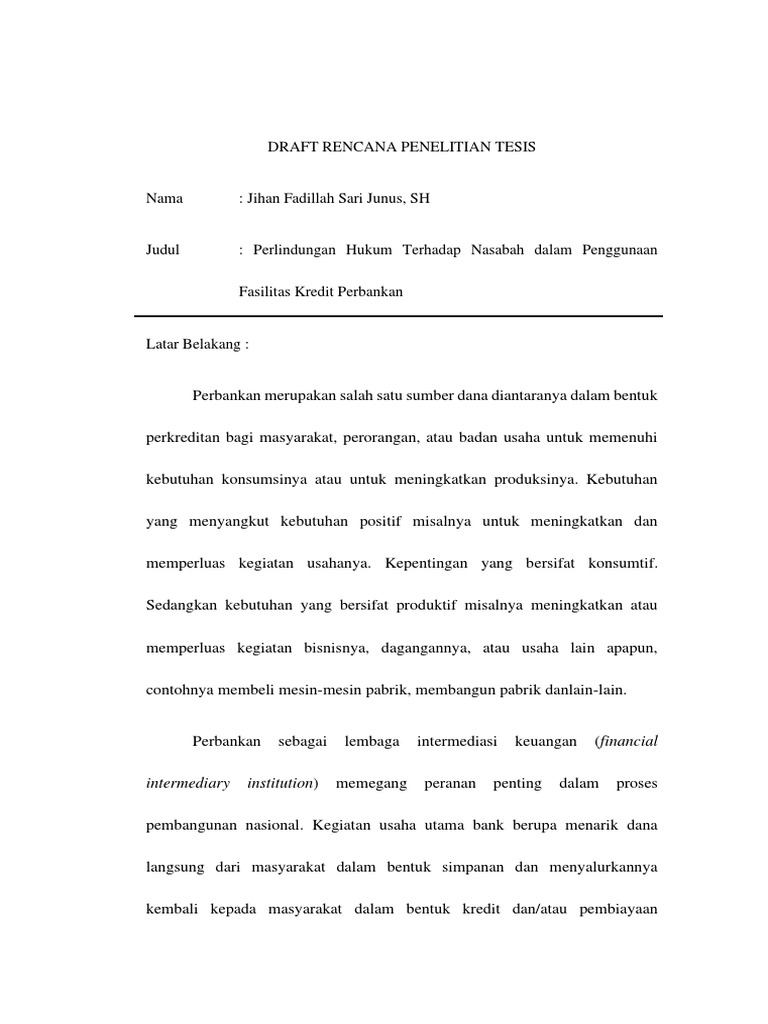 PDF Draft Rencana Penelitian Tesis | PDF