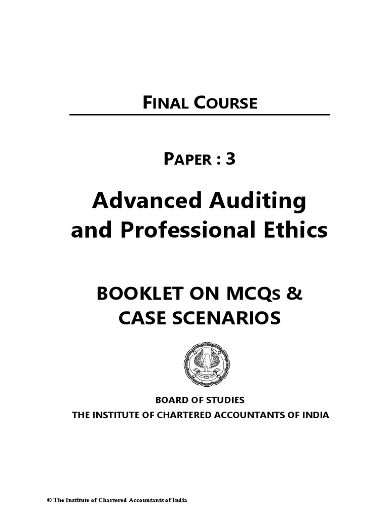 ICAI - Audit MCQ Booklet | PDF | Audit | Multiple Choice