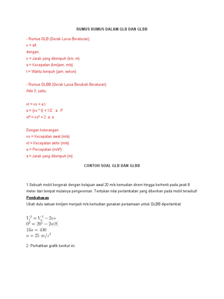 Rumus Rumus Dalam GLB Dan GLBB | PDF