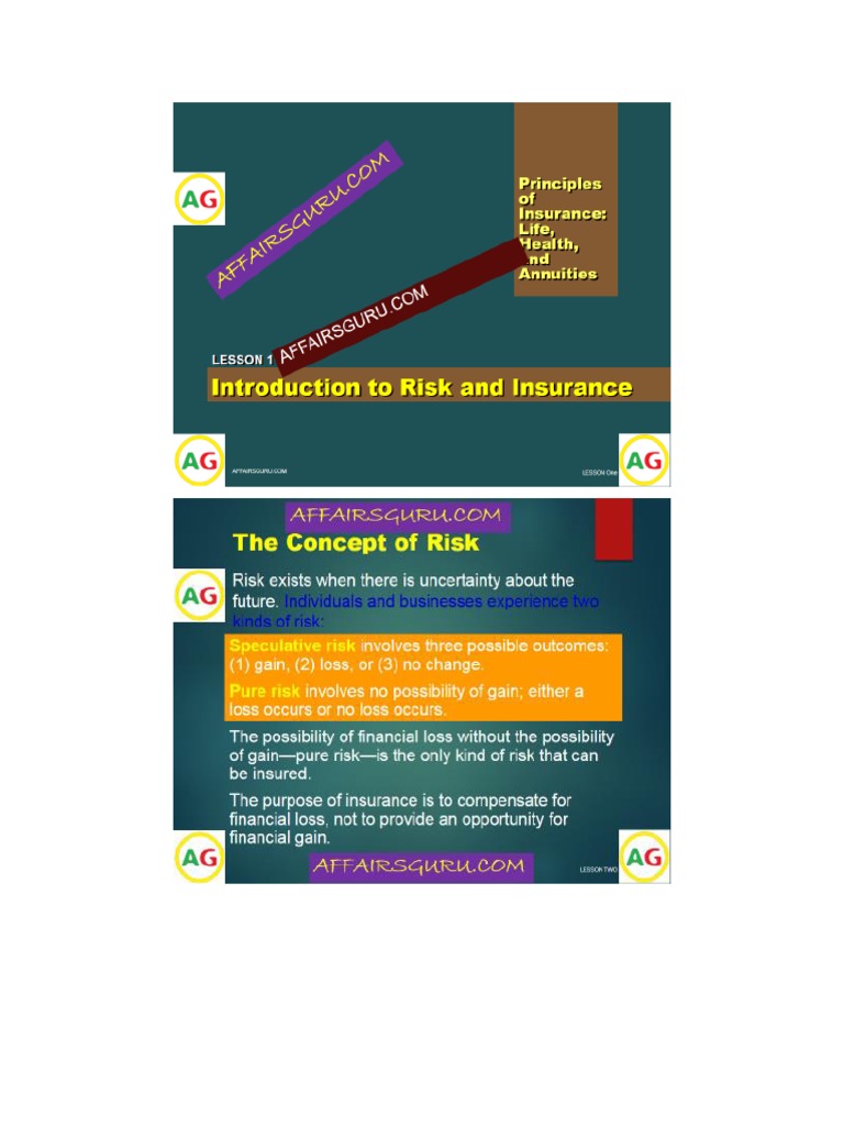 Chapter - 01-Introduction To Risk and Insurance | PDF