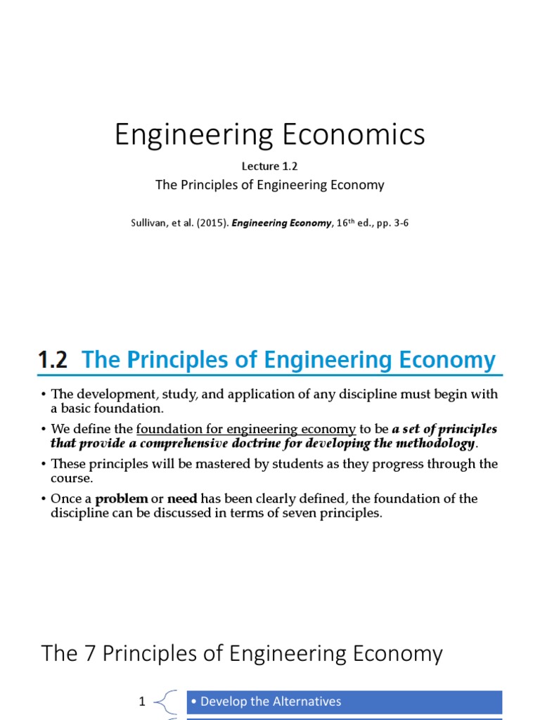 Seven Principles of Engineering Economy | PDF | Decision Making | Economics