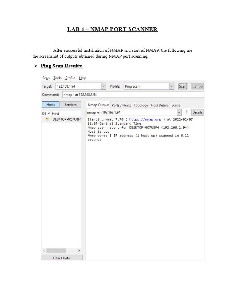 Lab 1 - Nmap Port Scanner: Ping Scan Results | PDF | Image Scanner ...