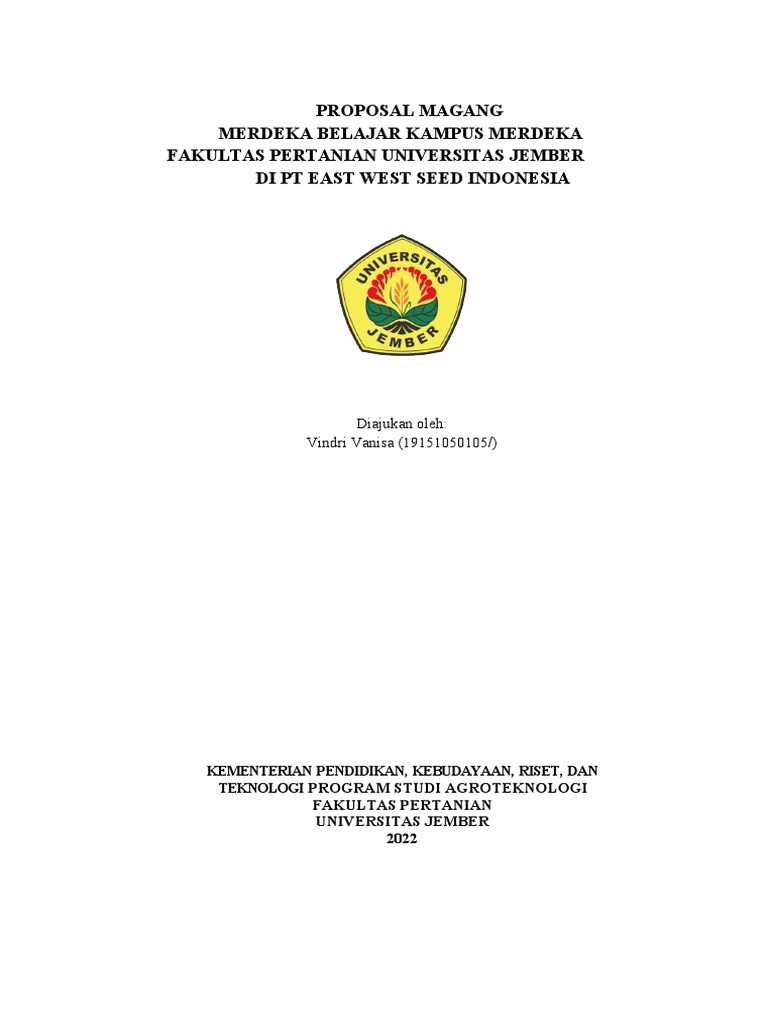 PROPOSAL MAGANG MBKM - Vindri Vanisa | PDF