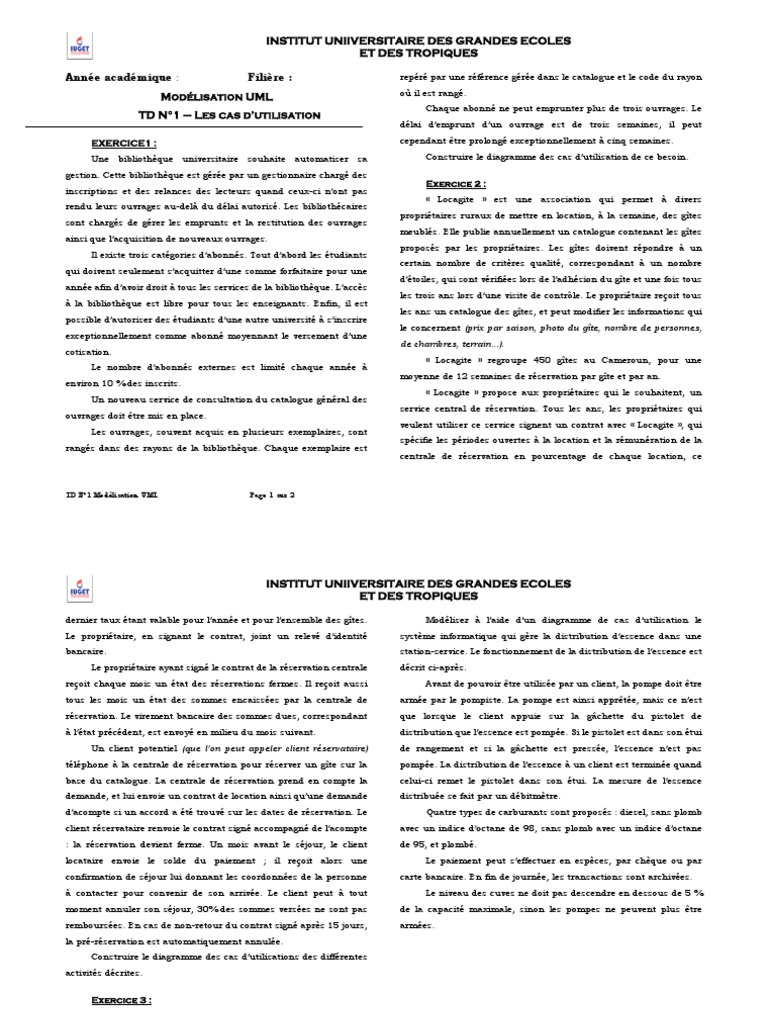 TD1 - Use Case | PDF | Essence (hydrocarbure) | Bibliothèques