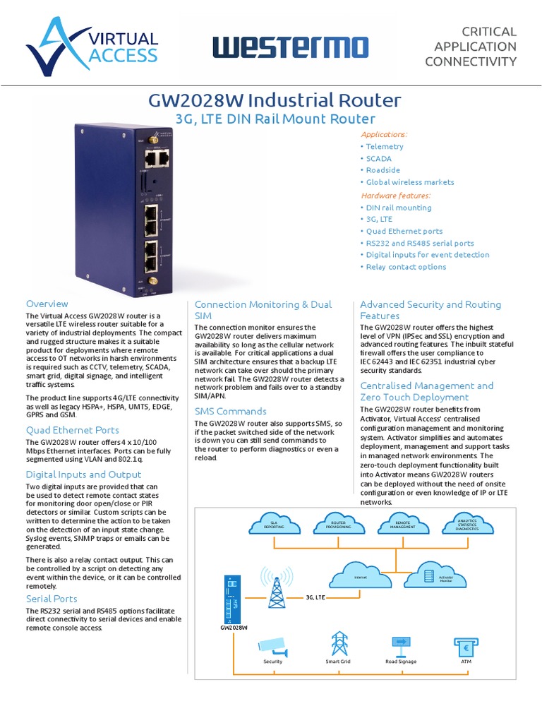 GW2028W Industrial Router: 3G, LTE DIN Rail Mount Router | PDF ...