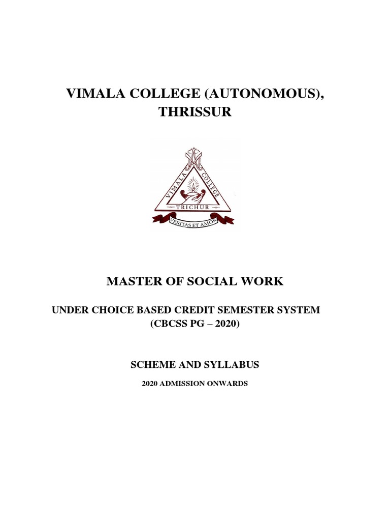 MSW SCHEME AND SYLLABUS 2020 Onwards | PDF | Sociology | Developmental ...
