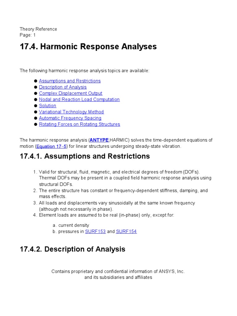17.4. Harmonic Response Analyses | PDF | Normal Mode | Matrix (Mathematics)