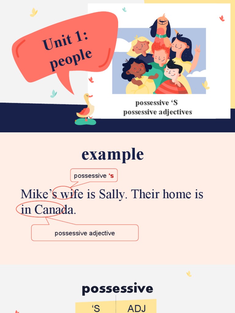 Unit 1: People: Possessive S Possessive Adjectives | PDF