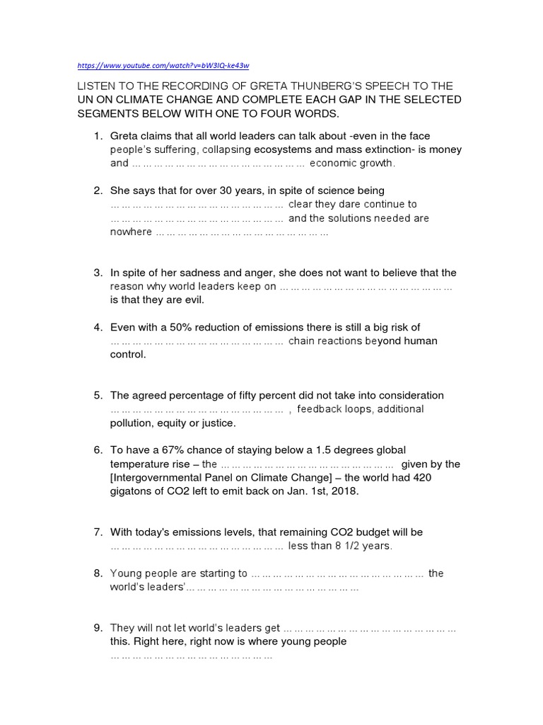 LCGF Greta Thunbergs Speech | PDF