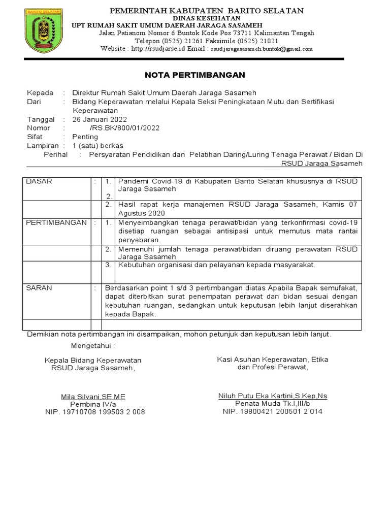 Nota Pertimbangan Tenaga Perawat/Bidan | PDF