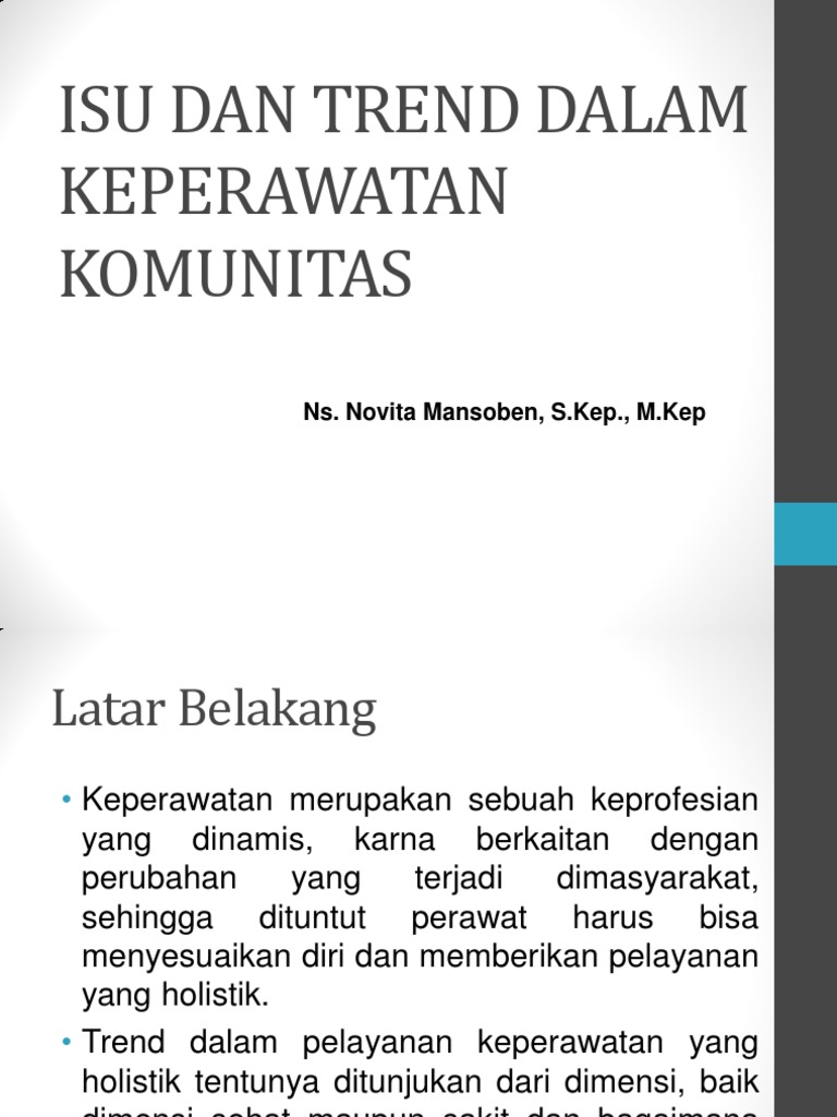 Isu Dan Trend Dalam Keperawatan Komunitas | PDF | Pengembangan Diri