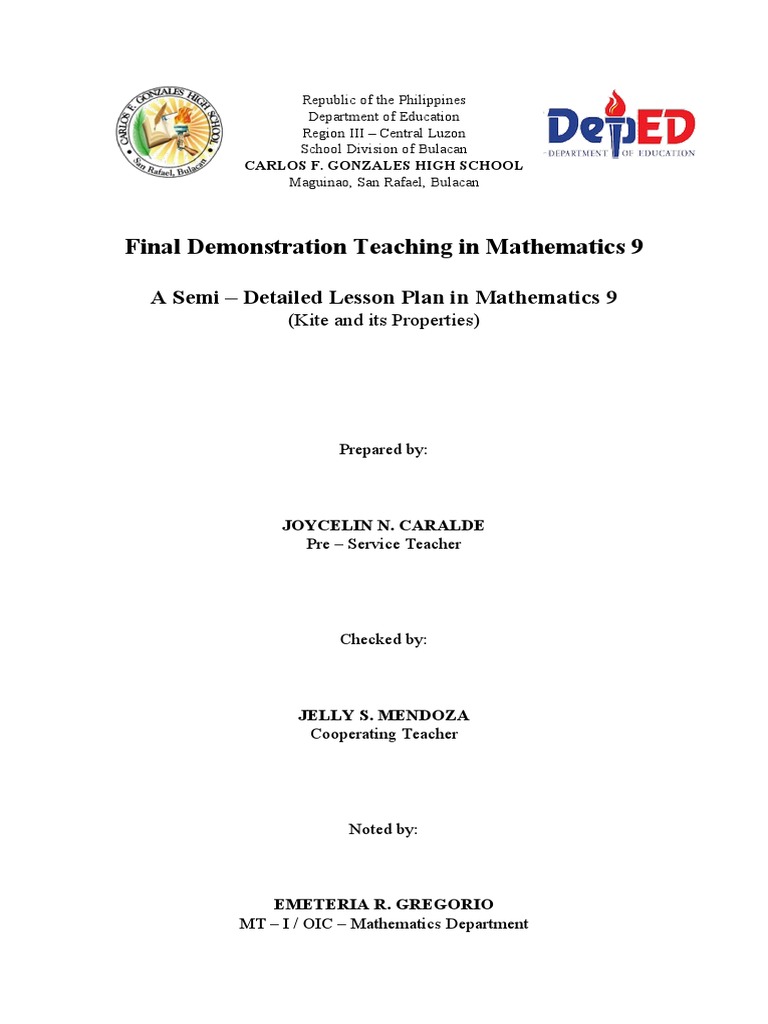 Final Demonstration Teaching in Mathematics 9 | Download Free PDF ...