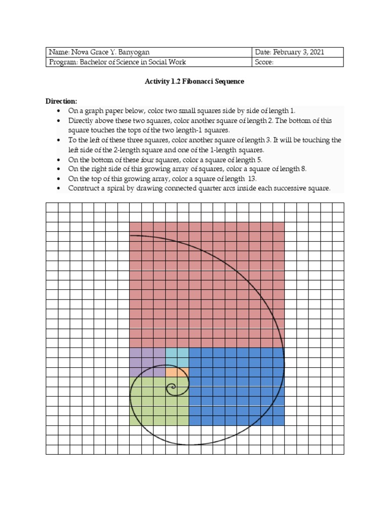 Fibonacci Sequence Activity Instructions | PDF | Social Science | Art