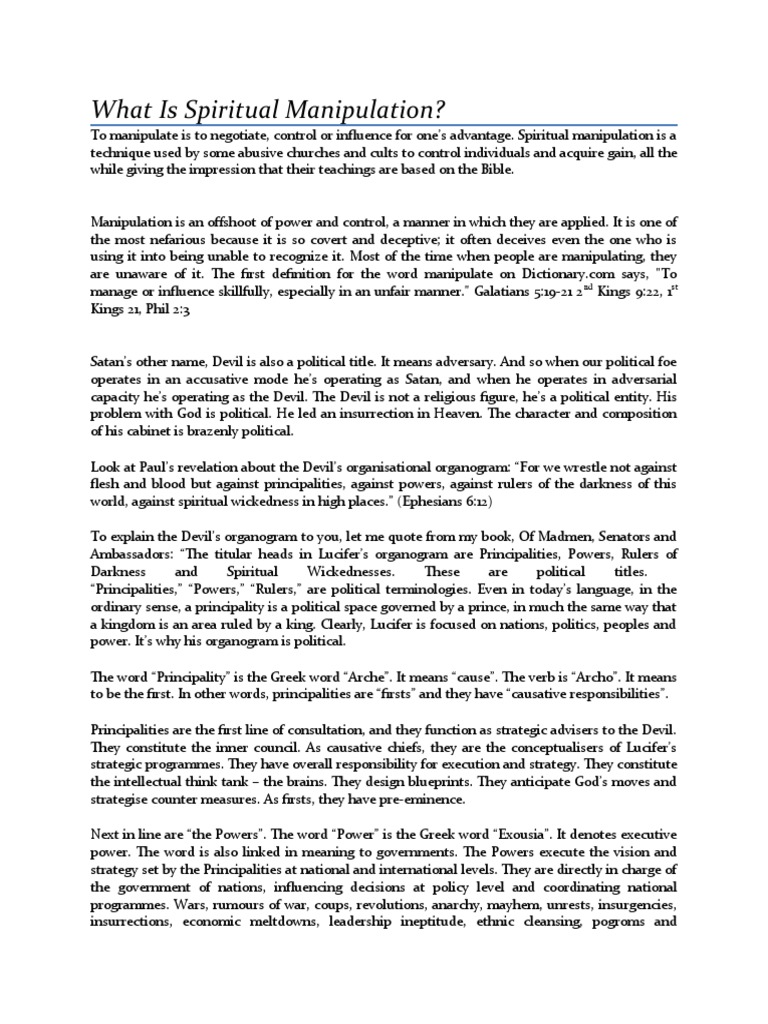 What Is Spiritual Manipulation | PDF | Devil | Satan