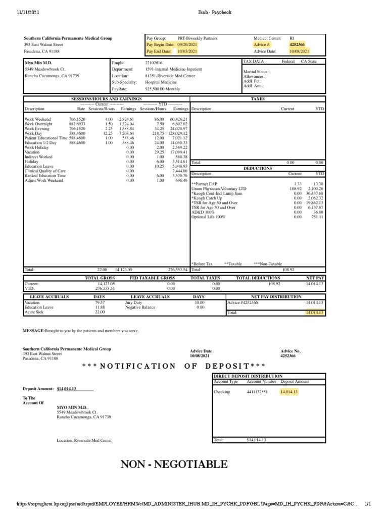 Non - Negotiable: Notification of Deposit | PDF | Public Finance | Payments