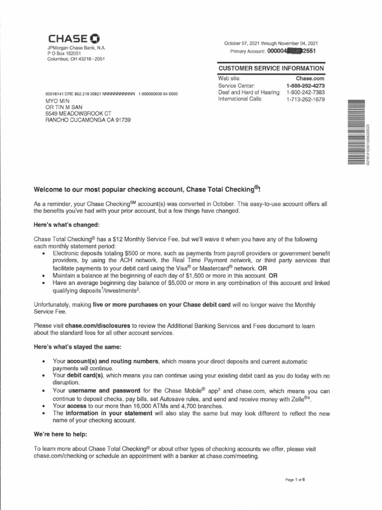Nov-2021 Chase | Download Free PDF | Cheque | Transaction Account