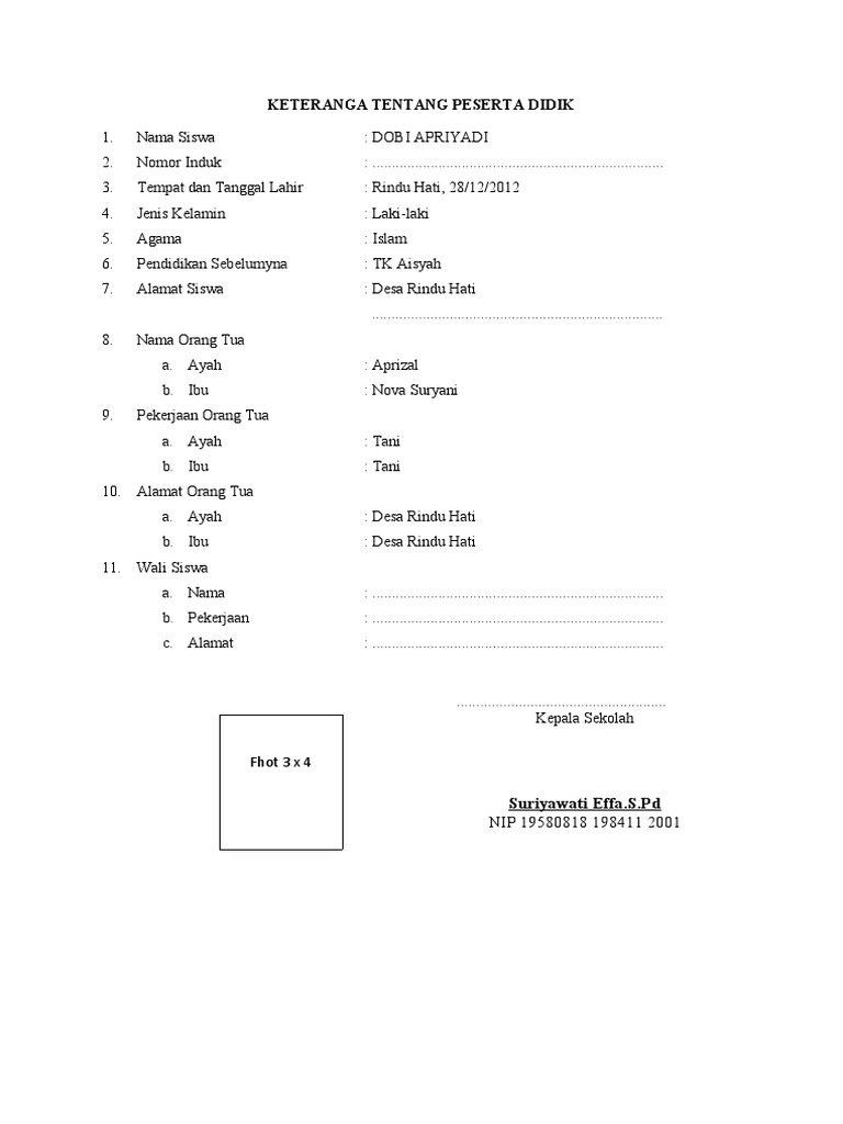 IDENTITAS SISWA Raport | PDF