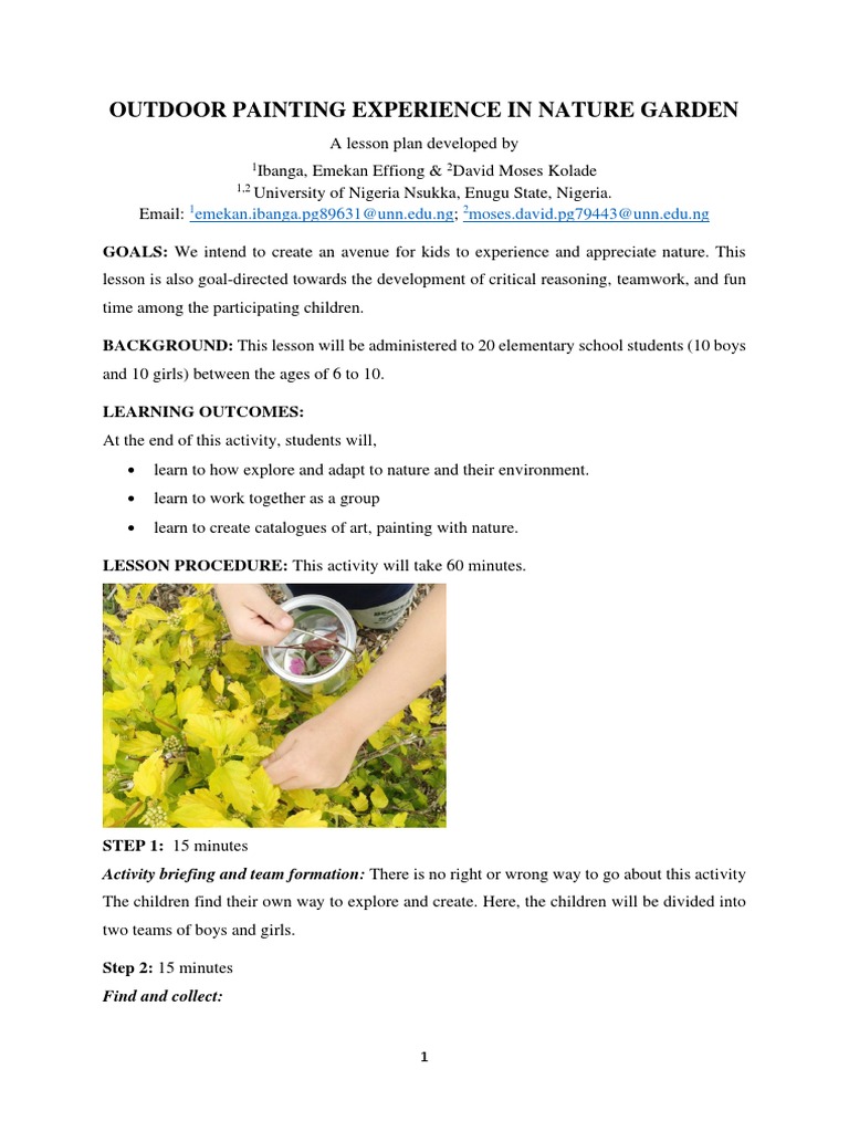 Outdoor Painting Experience in Nature Garden | PDF | Learning | Cognition