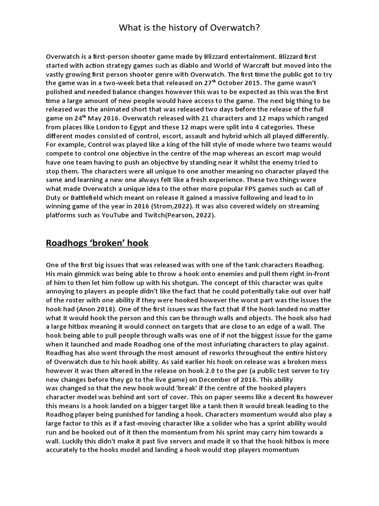 Overwatch Written Analysis | PDF