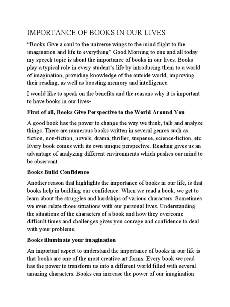 Importance of Books in Our Lives | PDF