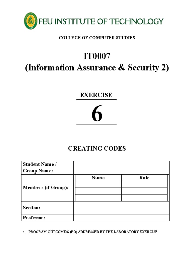 IT0007-Laboratory-Exercise-6 - Creating Codes | PDF | Encryption | Key ...