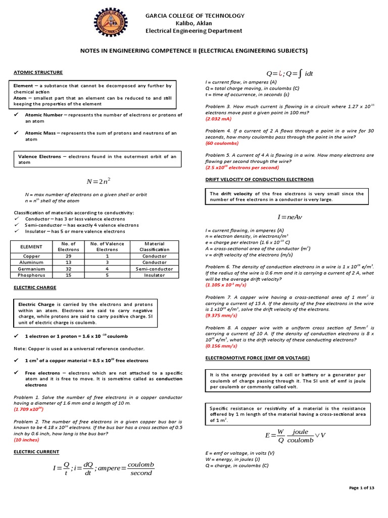 Q Q Idt: Notes in Engineering Competence Ii (Electrical Engineering ...