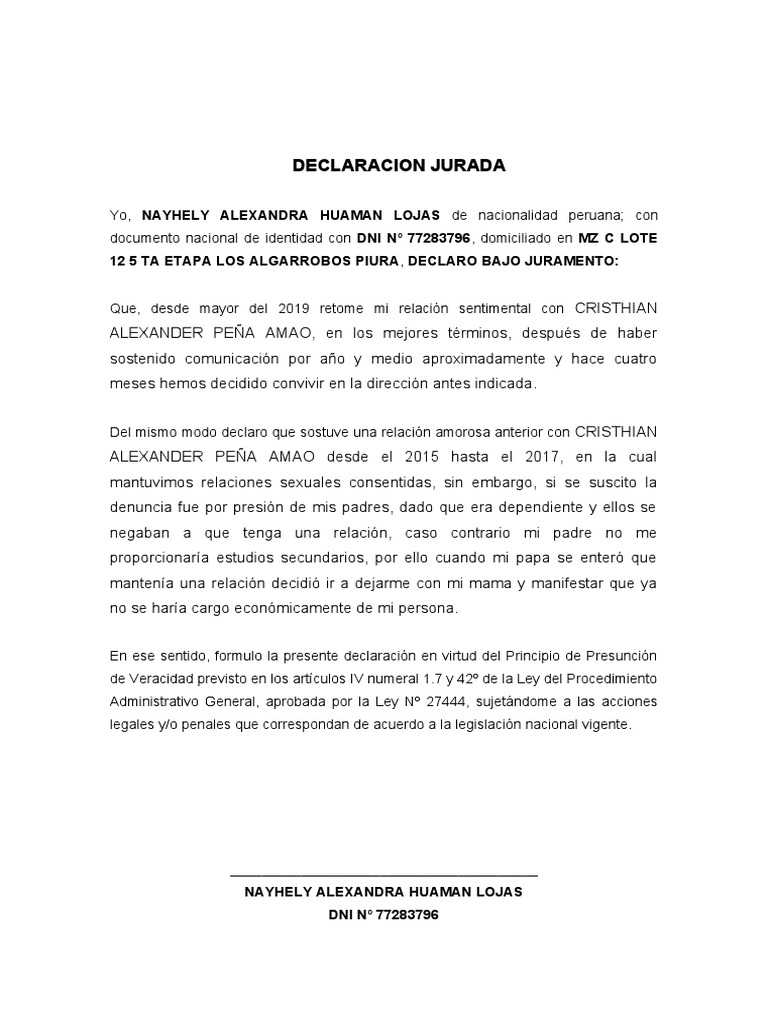 Declaracion Jurada Hernan | PDF