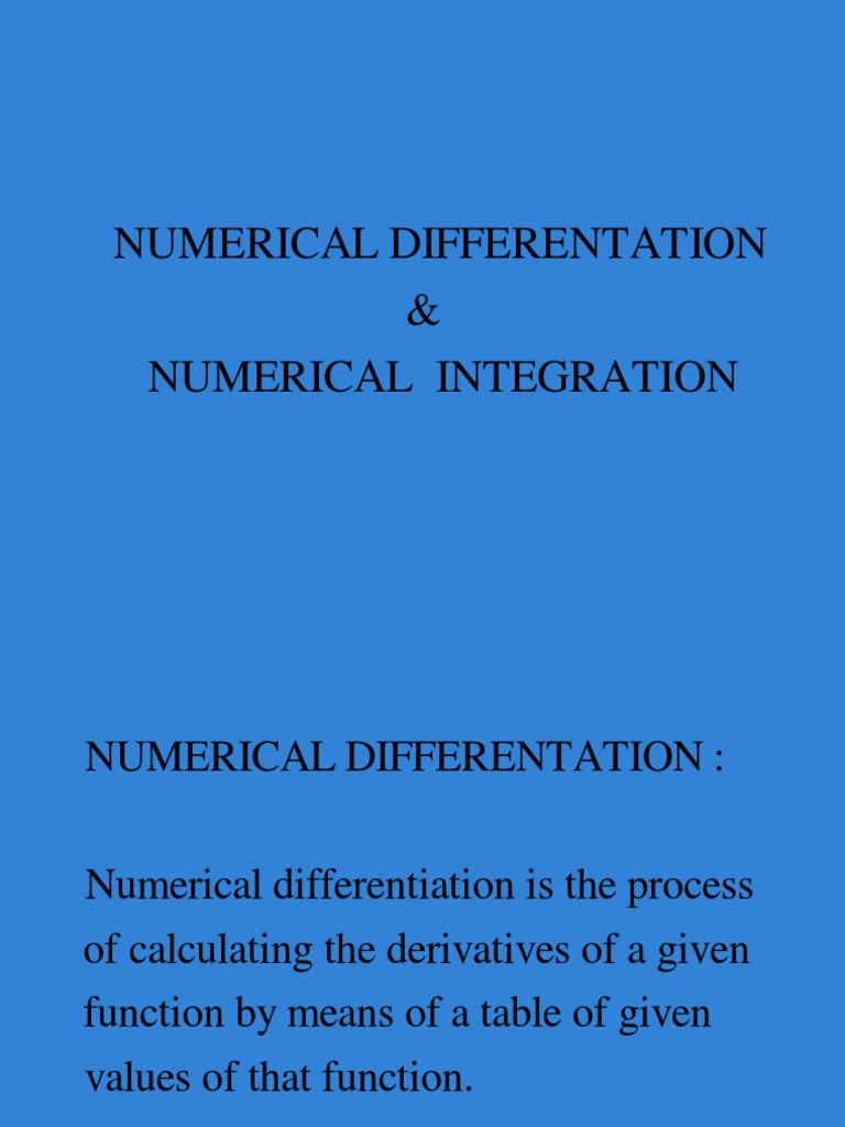 Numerical Differentation & Numerical Integration | PDF | Acceleration ...