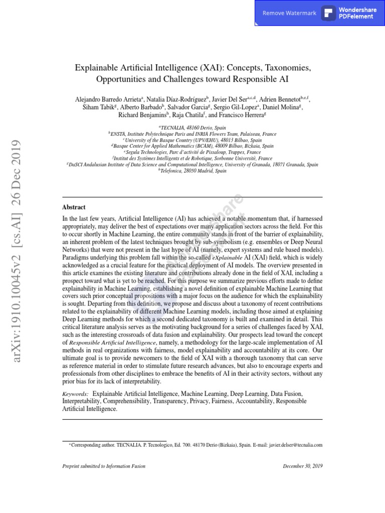 Explainable Artificial Intelligence (XAI) Concepts, Taxonomies | PDF ... Explainable Artificial Intelligence (XAI) Concepts, Taxonomies | PDF ...