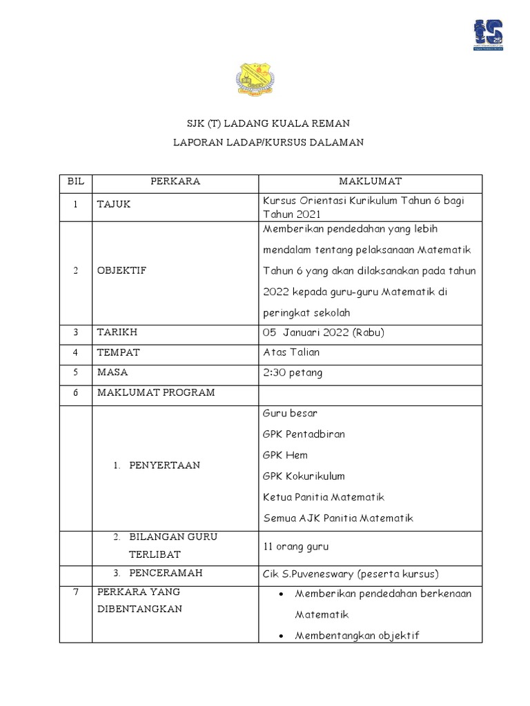 Borang Laporan Ladap | PDF