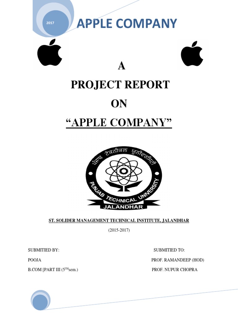 A Project Report On Apple Company | PDF | I Phone | Apple Inc.