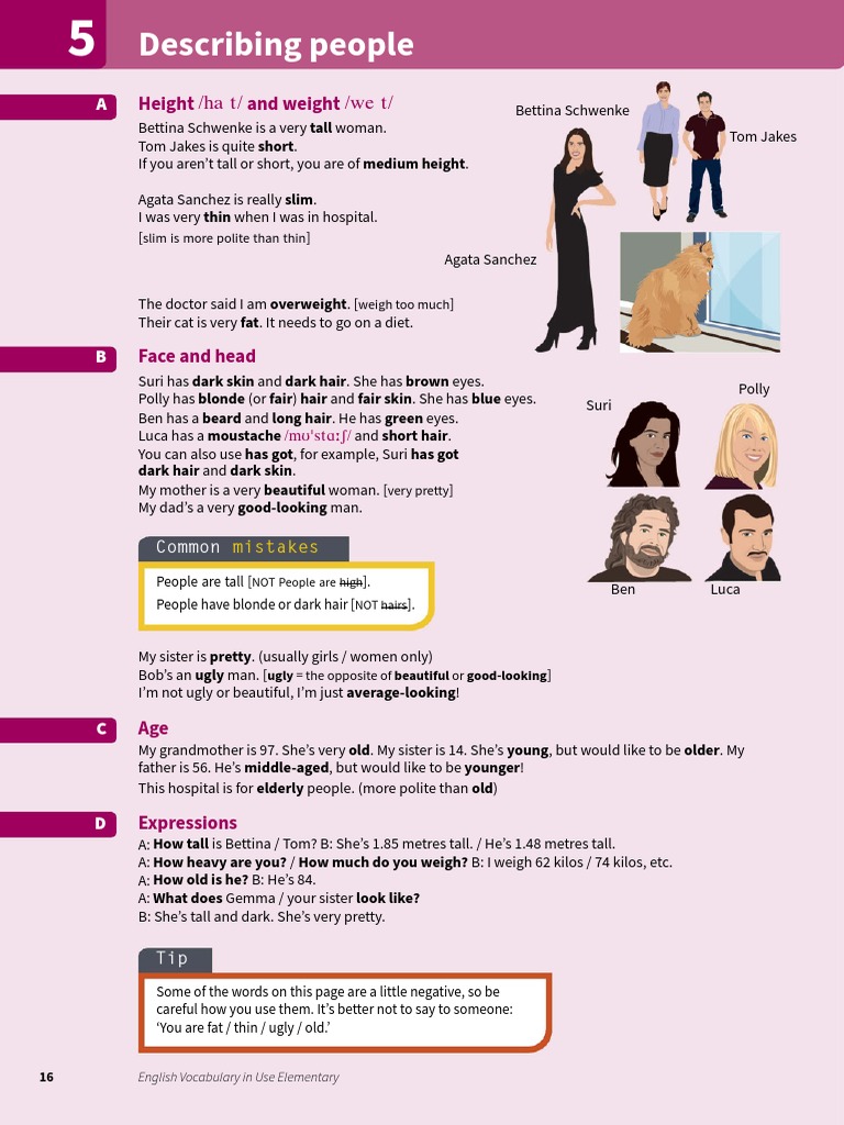 Describing People: Height, Weight, and Looks | PDF | Language Arts ...