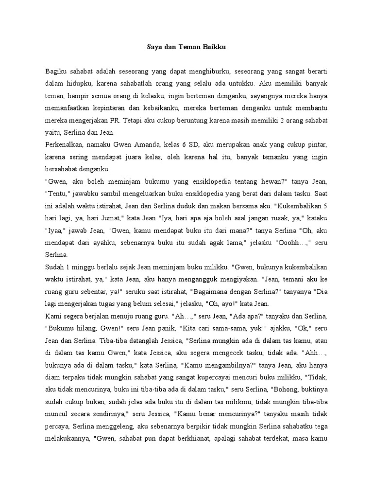 Cerpen Saya Dan Teman Baikku | PDF