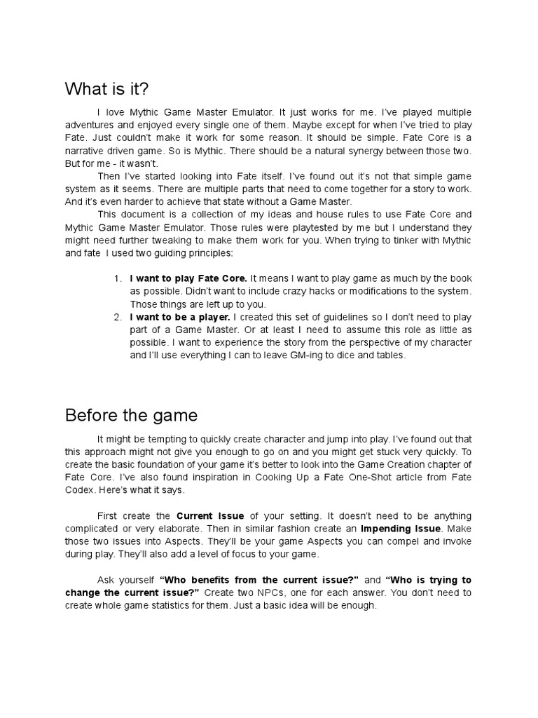 Fate Core Solo | PDF | Randomness | Role Playing Games