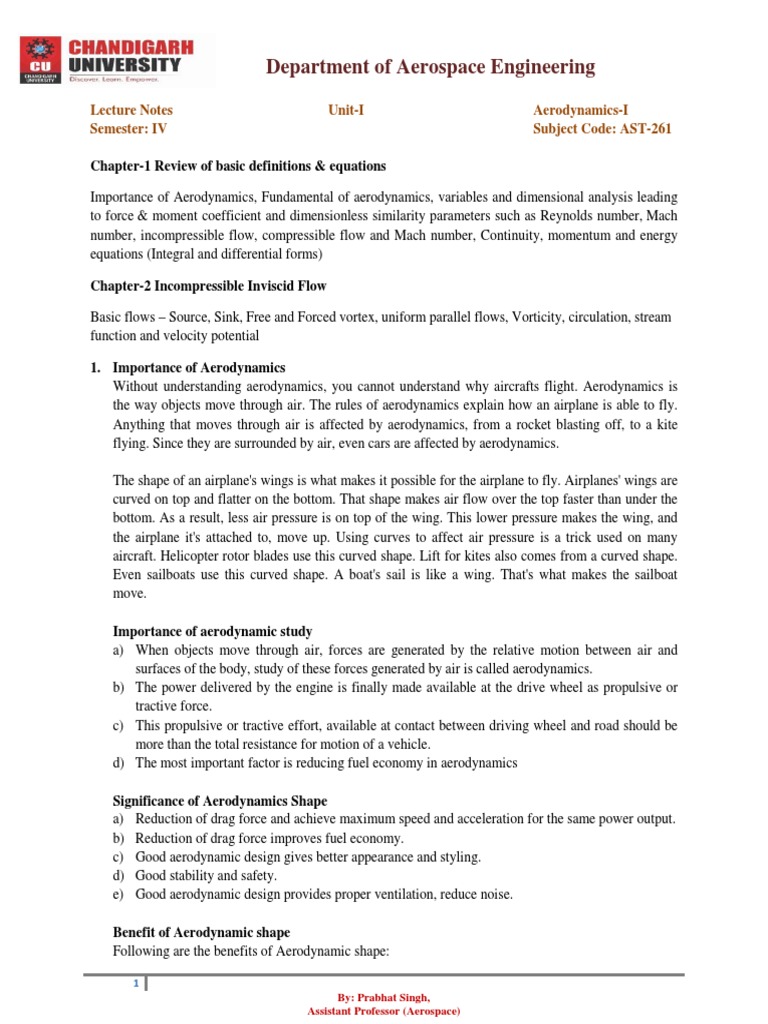 Department of Aerospace Engineering: Chapter-1 Review of Basic ...