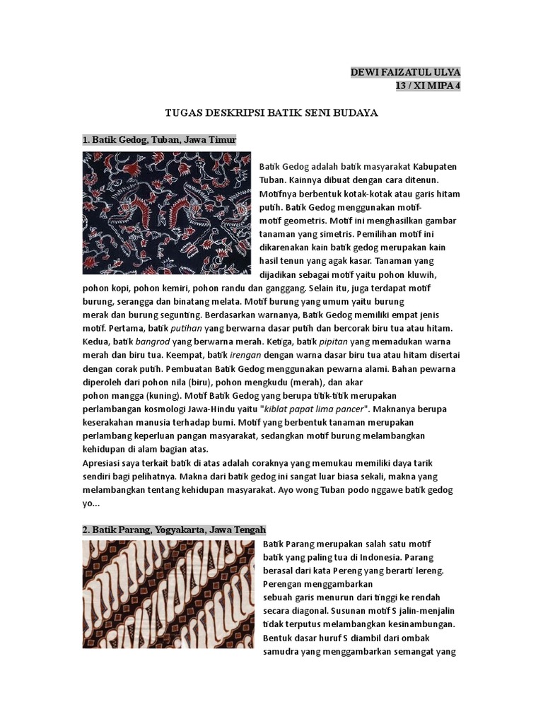 Deskripsi Motif Batik Tradisional | PDF
