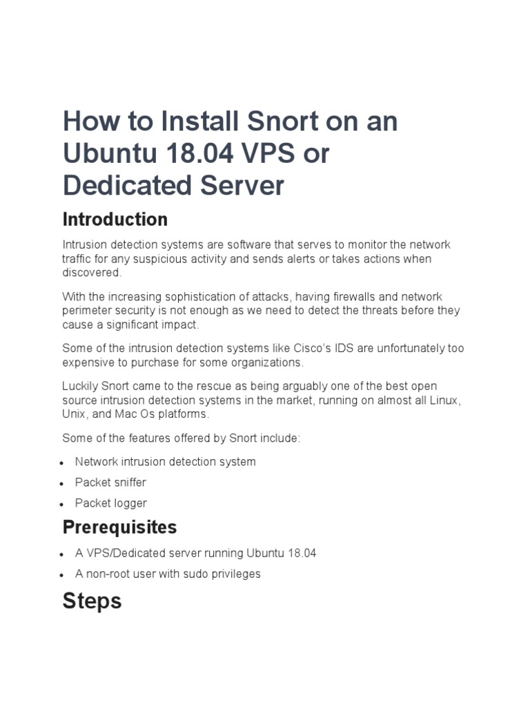 How To Install Snort On An Ubuntu 18 | PDF | Information Technology ...