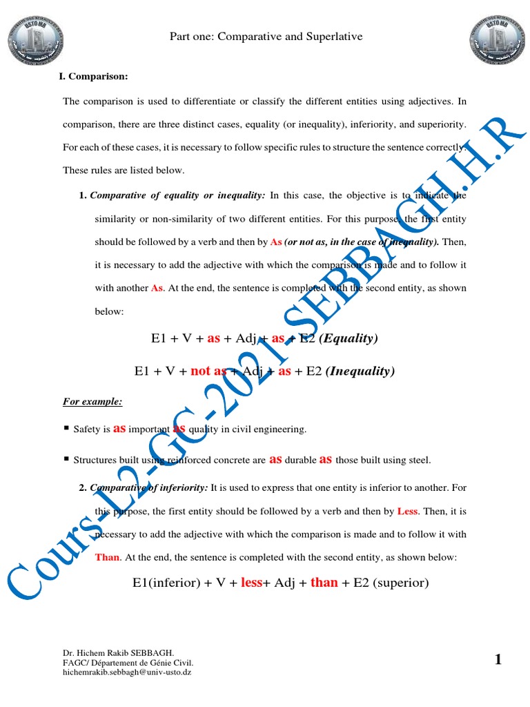 Cours 1 Anglais L2 GC | PDF | Adjective | Concrete