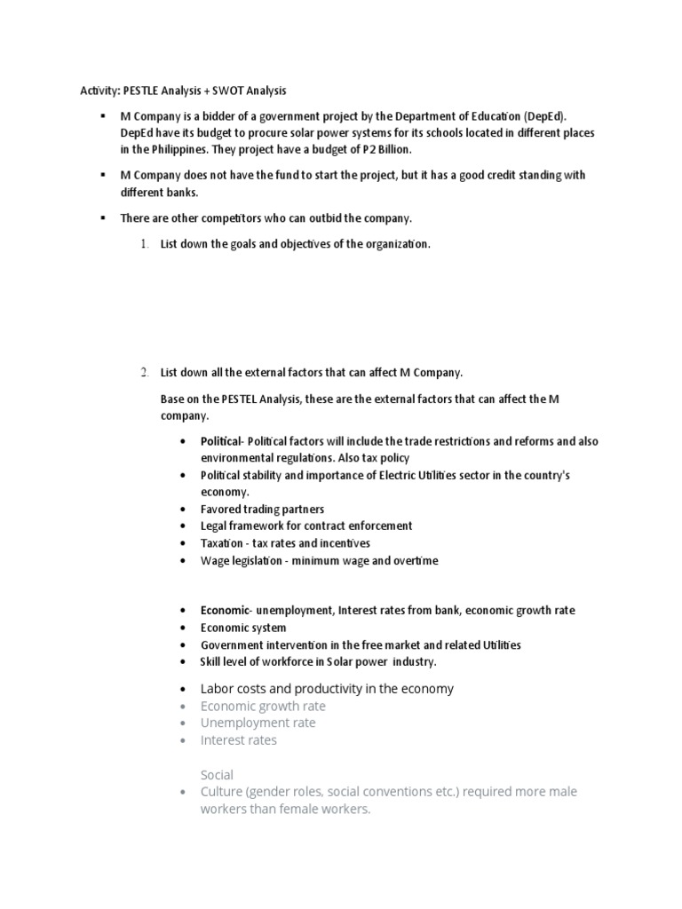 Activity-PESTLE Analysis and Swot Analysis | PDF | Economic Growth ...