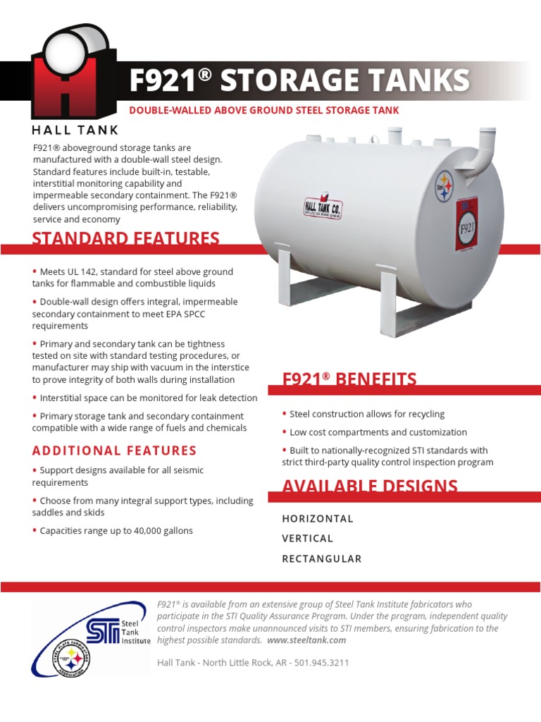F921 Storage Tanks: Standard Features | Download Free PDF | Tanks