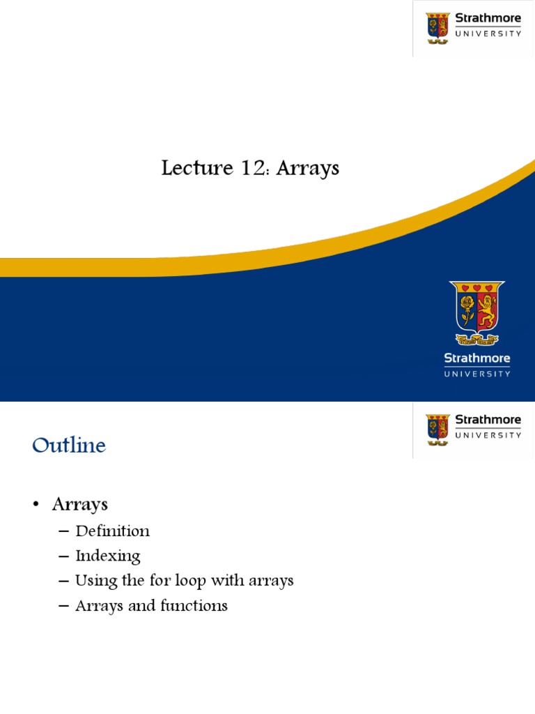 Lecture 12 Arrays Pdf Array Data Structure Subroutine