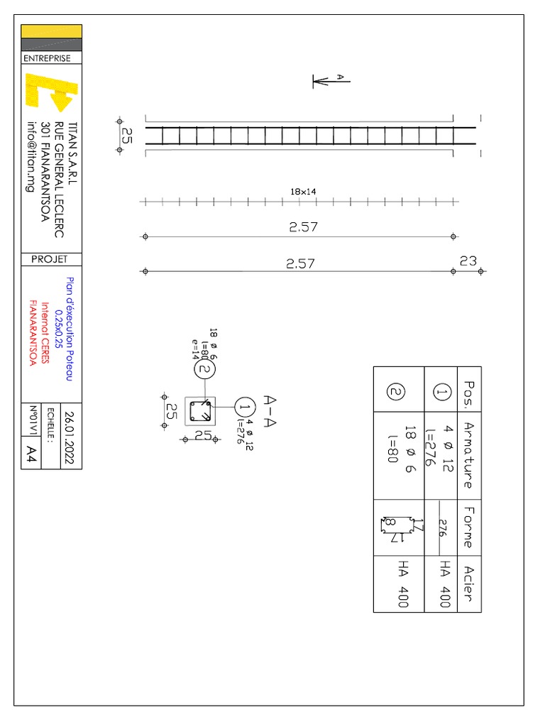 Plan D'execution Poteau | PDF